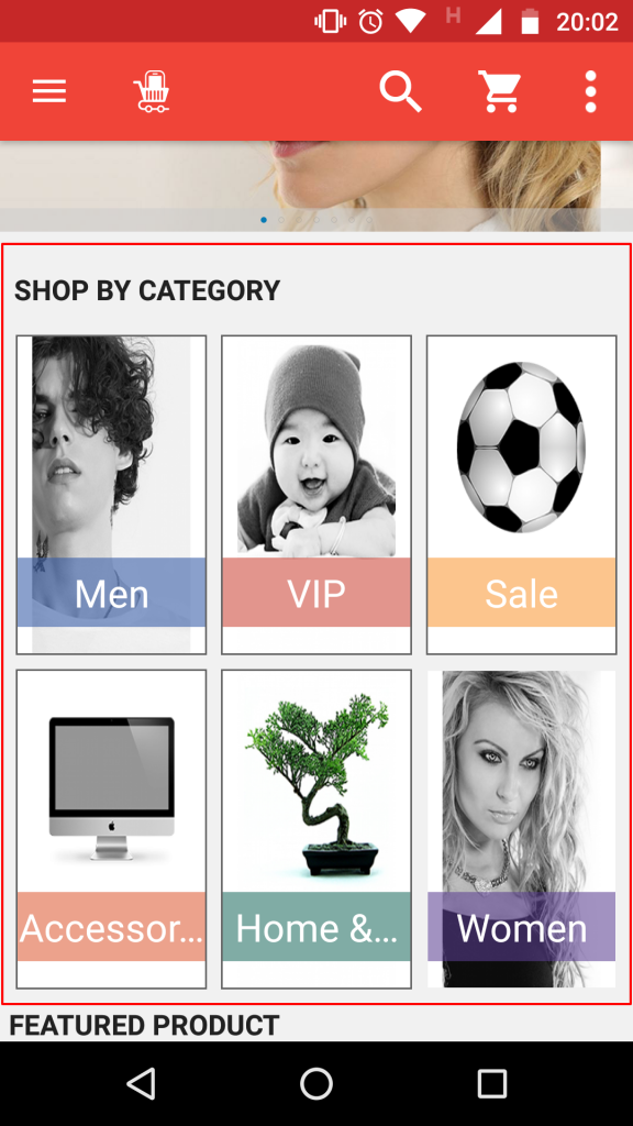 How to create the featured categories in the mobile application from ...