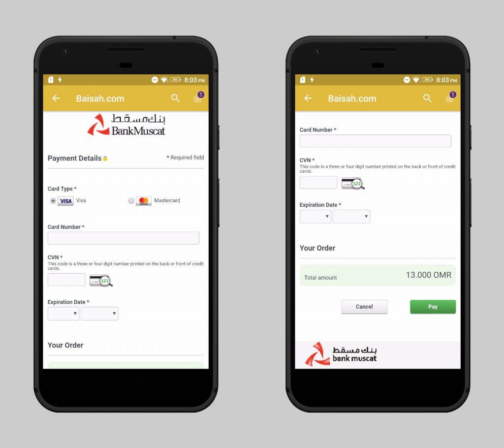 Mobikul- Bank Muscat Integration | Mobile App Builder iOS Android