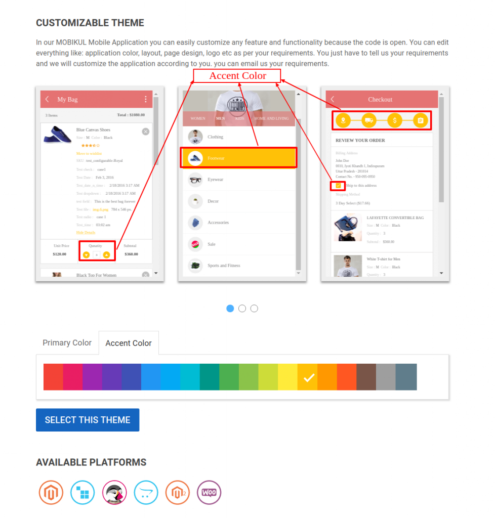 How can you choose the color code for your mobile application?