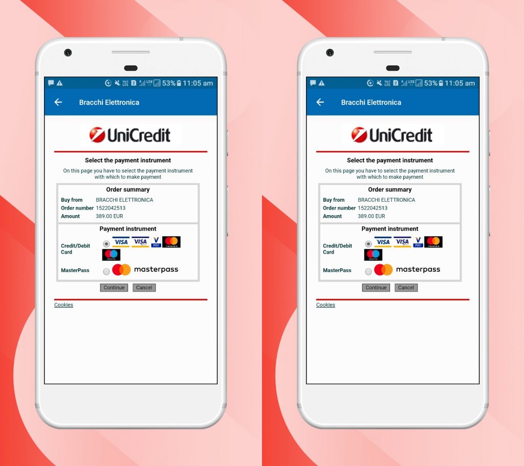 UniCredit Mobile App Payment Gateway Integration for Android iOS
