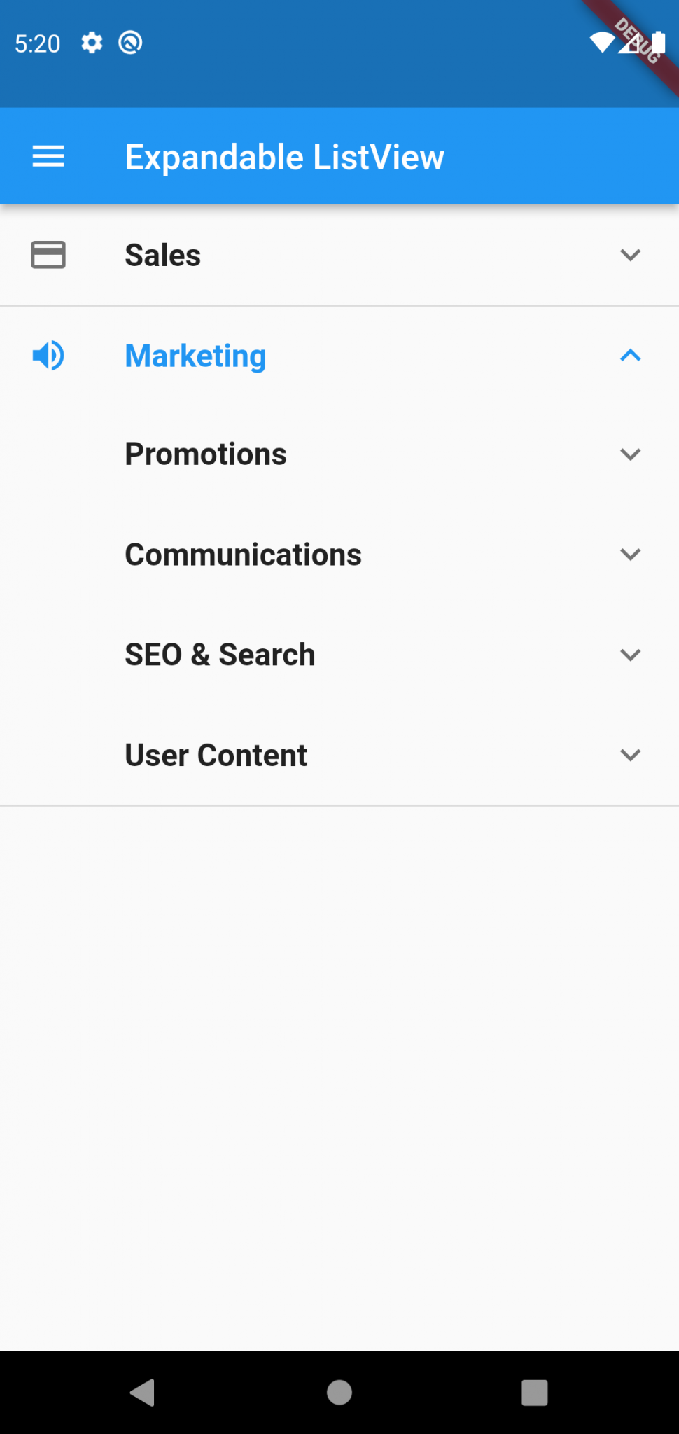Expandable ListView in Flutter - Mobikul