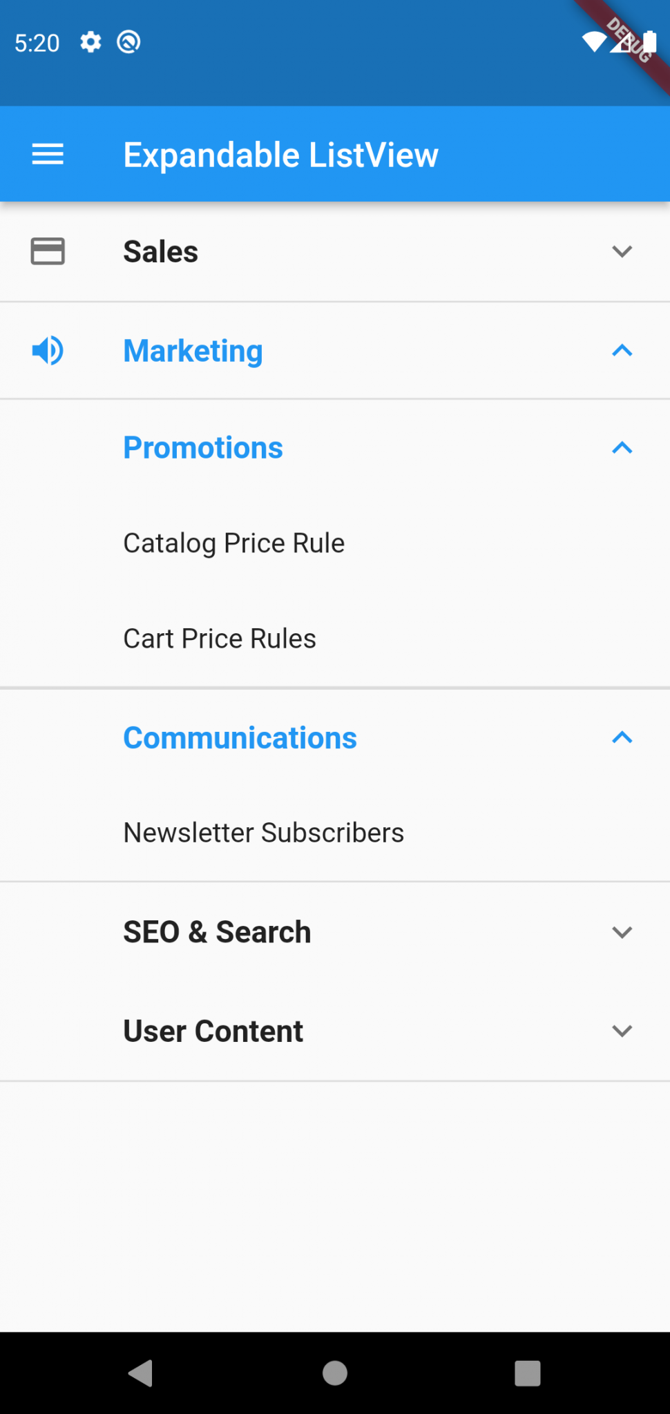 Expandable ListView in Flutter - Mobikul