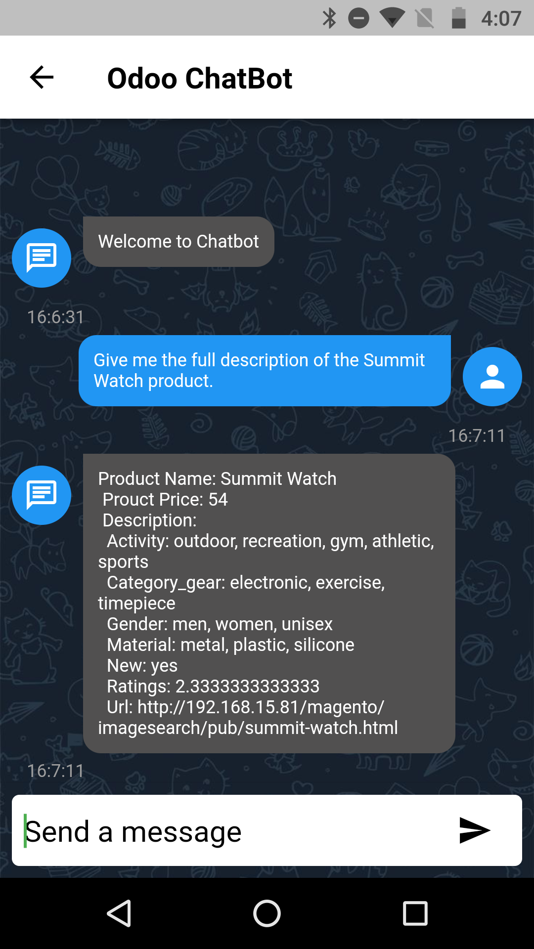 Odoo Mobile Commerce AI Chatbot using ChatGPT and Llama 3